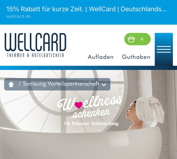 Spare mindestens 15% auf Wellcard Gutscheine, jetzt nur 85€ bei uns ...