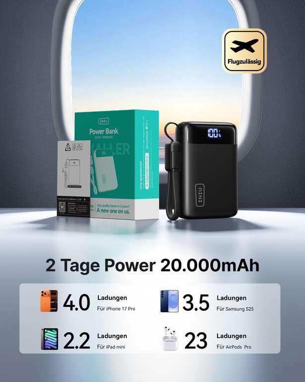 INIU 22.5W Powerbank mit abnehmbaren USB-C Kabel – 14,27€ bei Amazon ...