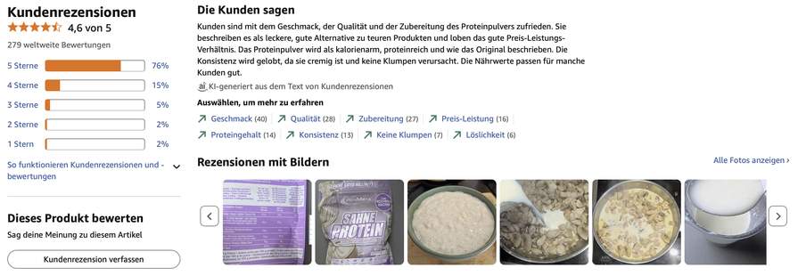 IronMaxx Sahne Protein – 500g Pulver kochen & backen, Fett reduziert ...