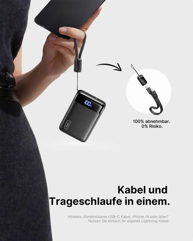 INIU 22.5W Powerbank mit abnehmbaren USB-C Kabel – 14,27€ bei Amazon ...